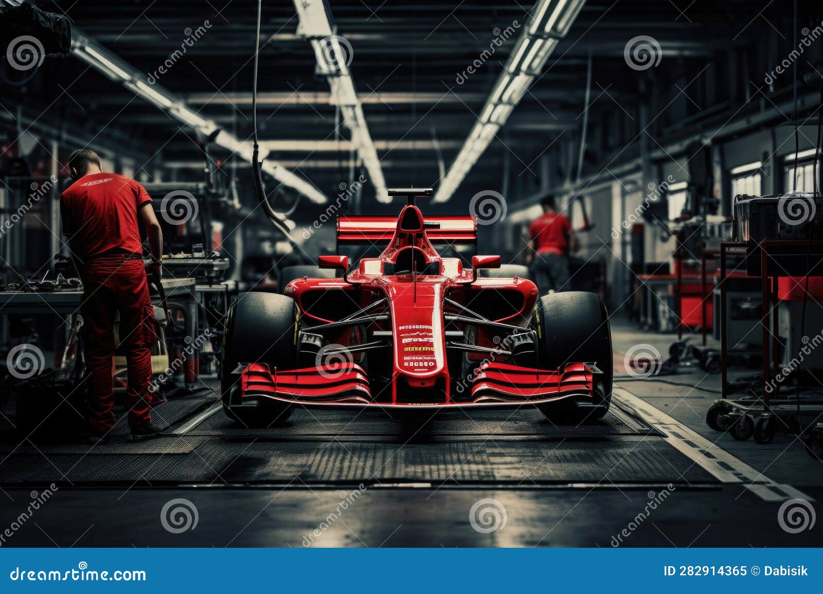 Formula One Racing Car in Garage. Generative AI Stock Illustration ...