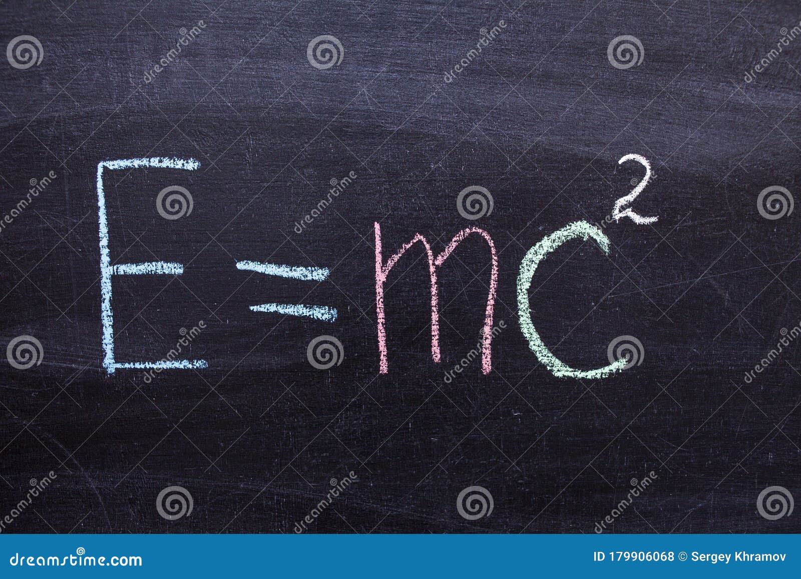 A Formula from Physics on a Chalkboard. E Equals MC Square Stock Photo ...