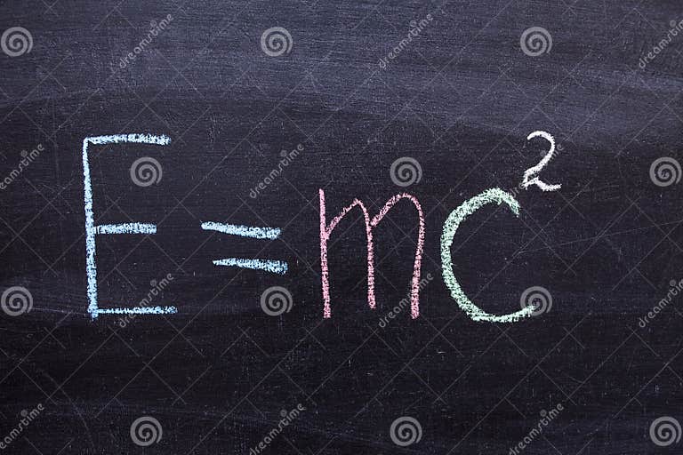 A Formula from Physics on a Chalkboard. E Equals MC Square Stock Photo ...