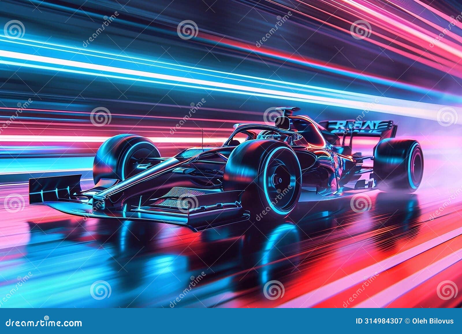 Formula Race Car with Motion Blurred Background. Stock Illustration ...
