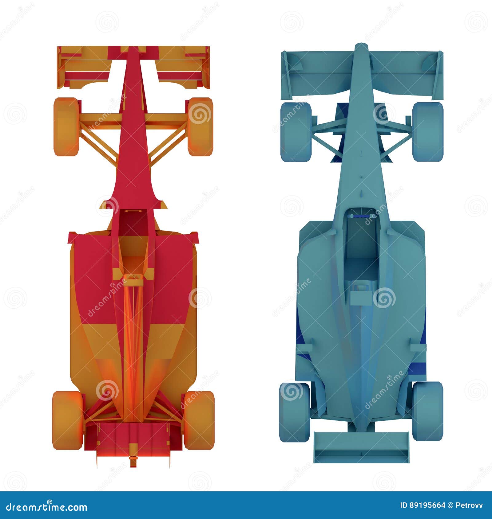 Formula 1 Race Car Top View 3d Rendering Stock Illustration ...