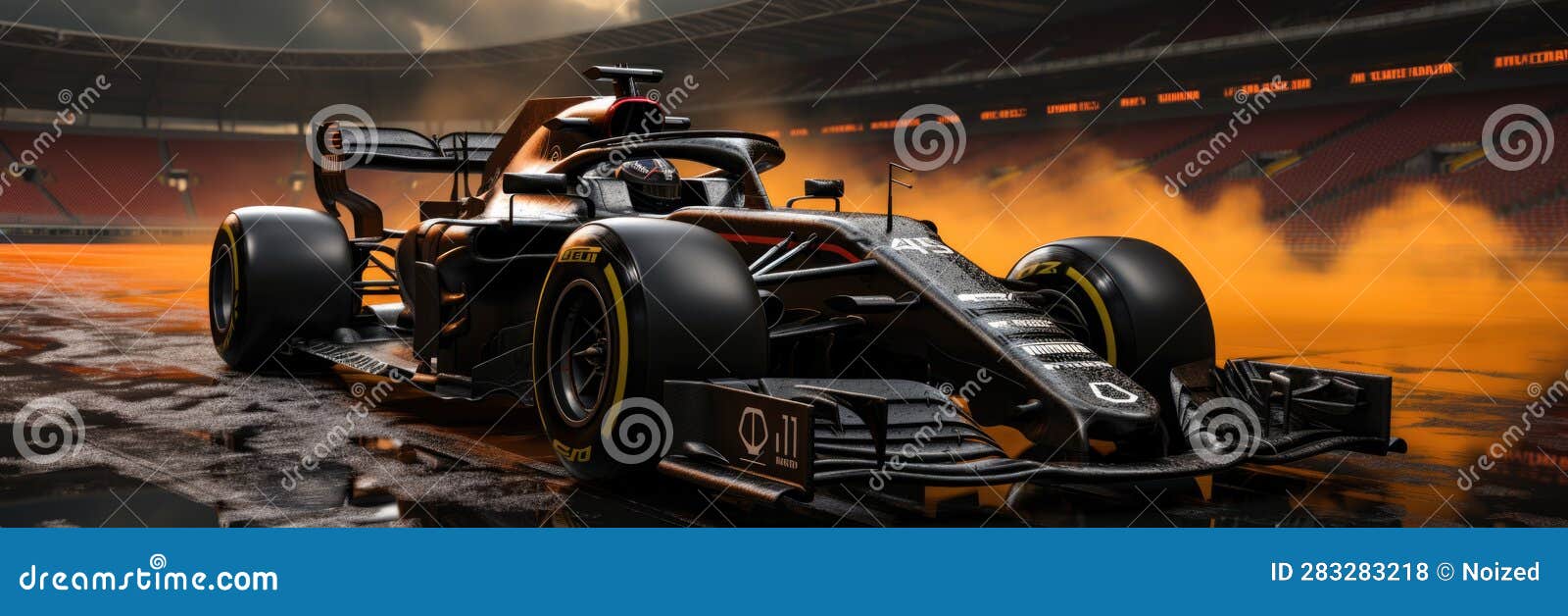 Formula 1 Racing Car Coming Out of Smoke Stock Illustration ...