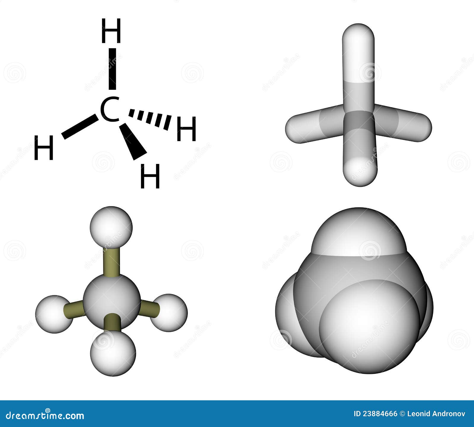 Formula Strutturale Del Metano E Modelli Molecolari Illustrazione di ...
