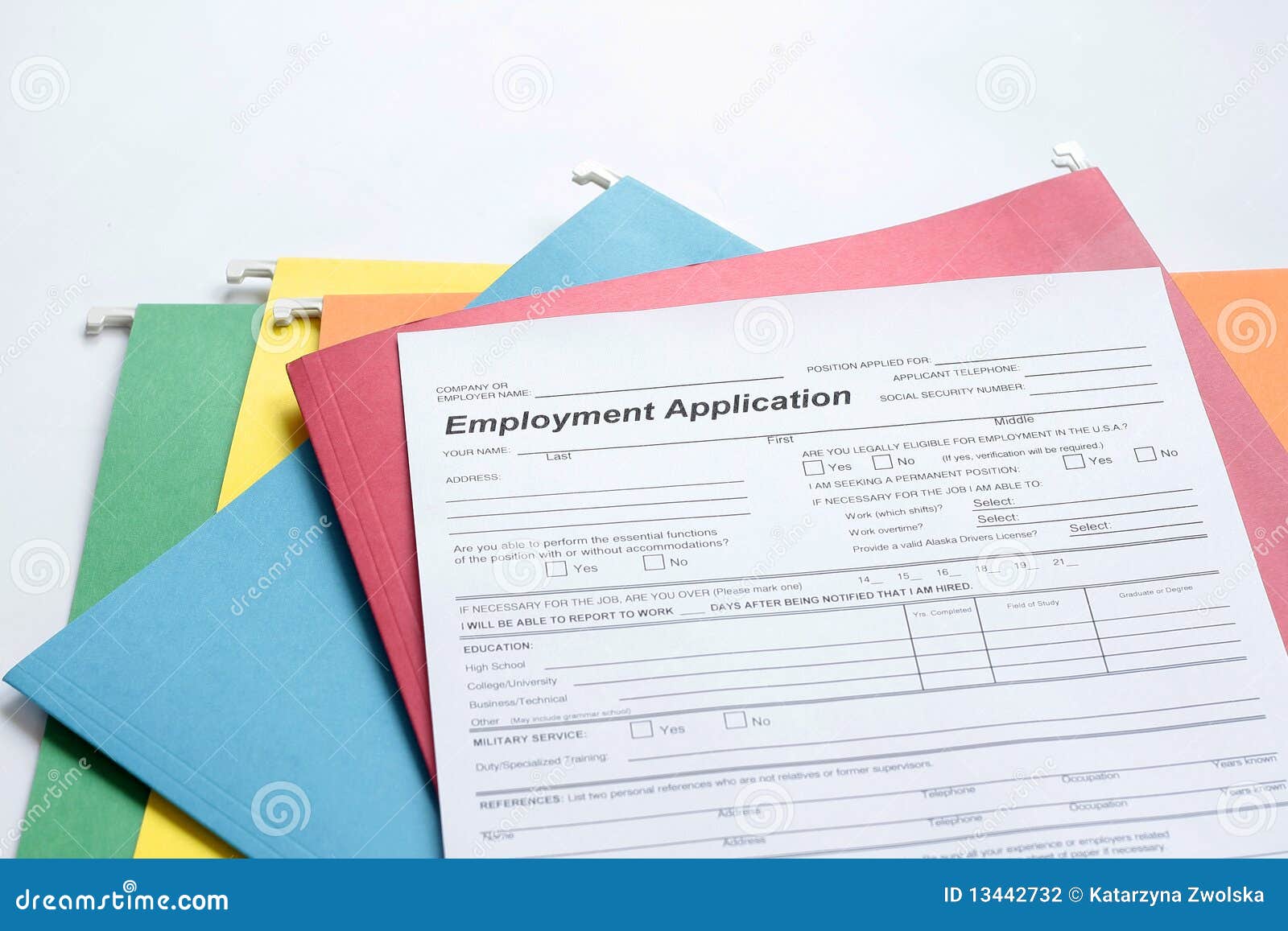 Formulario De Inscripción Del Empleo Foto de archivo - Imagen de ...