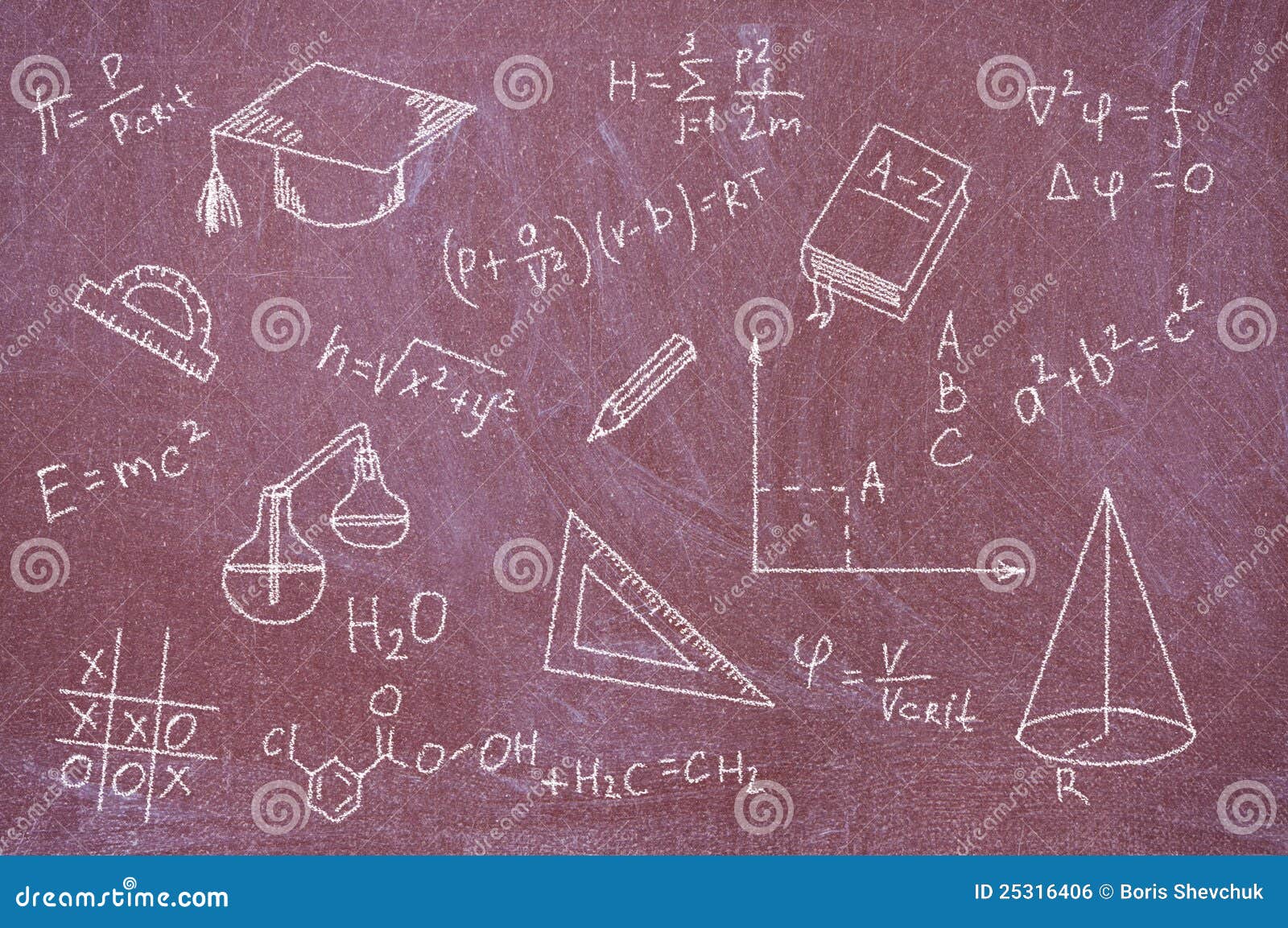 Formulas and Equations Written on Blackboard. Stock Illustration ...
