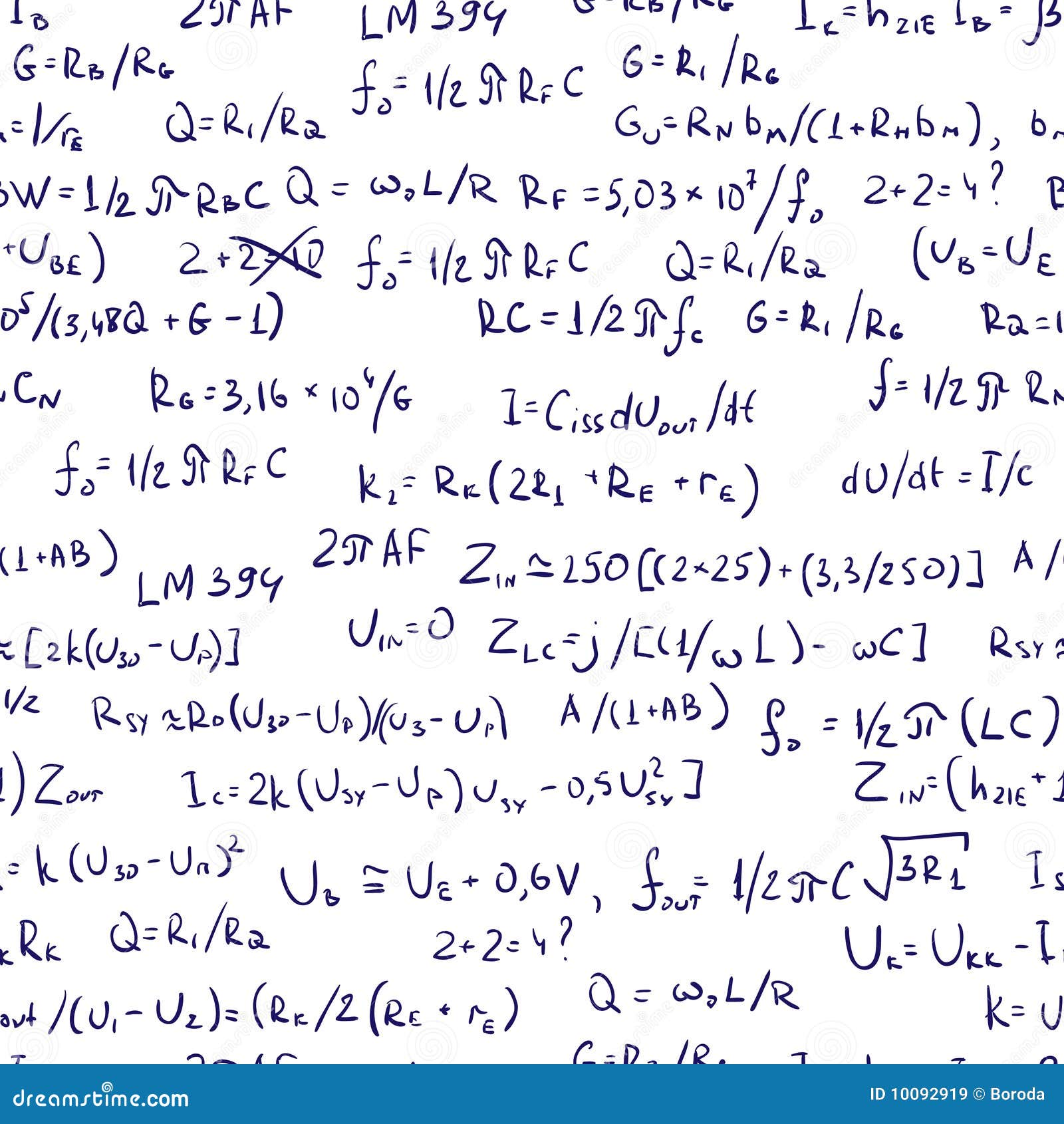 Formulas. Seamless. stock vector. Illustration of plus - 10092919