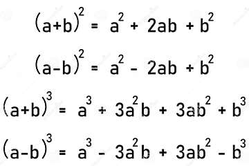 Formulas for the Second and Third Powers of Binomials Stock Vector ...