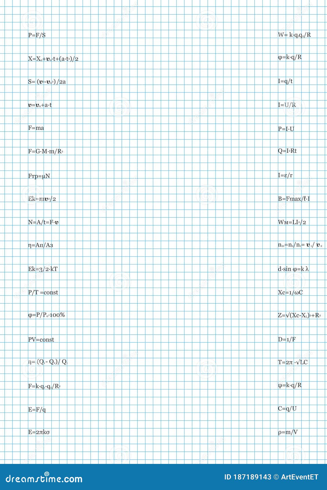 Formulas, Theorems and Axioms on the Notebook Sheet in the Box. Space ...