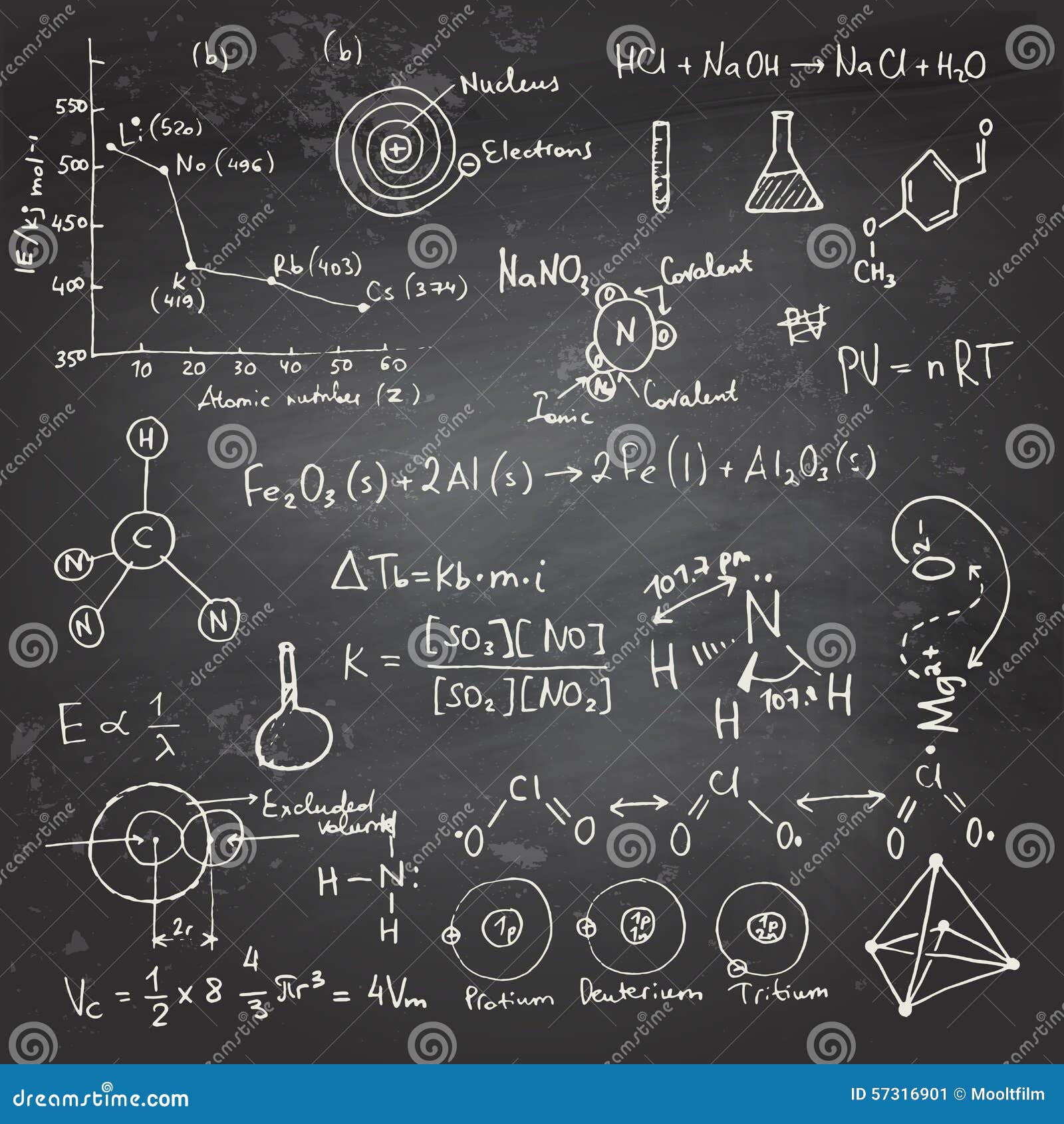 Formule Chimiche E Disegni Su Una Lavagna Illustrazione Vettoriale ...