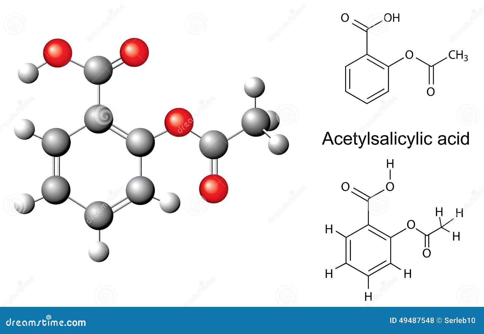 Formule Chimiche E Modello Strutturali Di Acido Acetilsalicilico ...