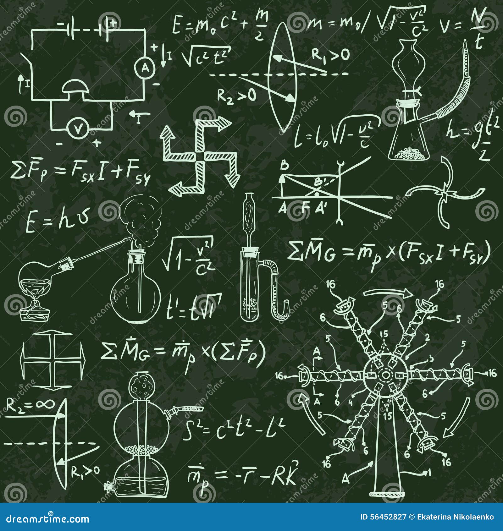 Formule E Fenomeni Fisici Sulla Lavagna Illustrazione Vettoriale ...