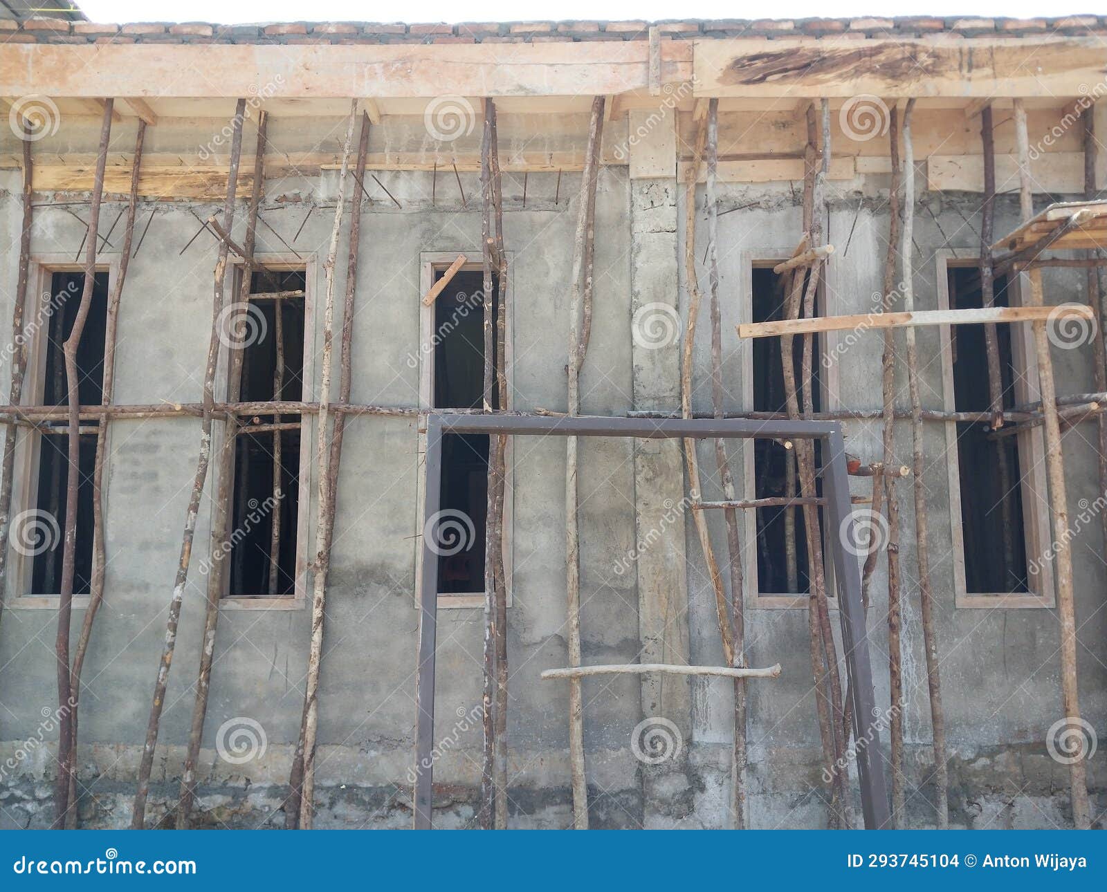 Formwork Cast from Concrete from Boards and Supported with Dolken Stock ...