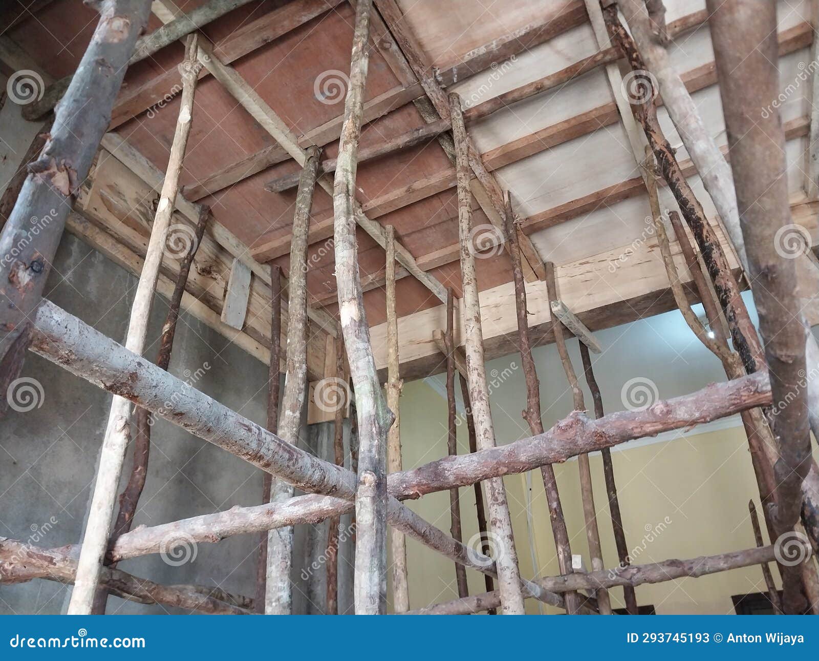 Formwork Cast from Concrete from Boards and Supported with Dolken Stock ...