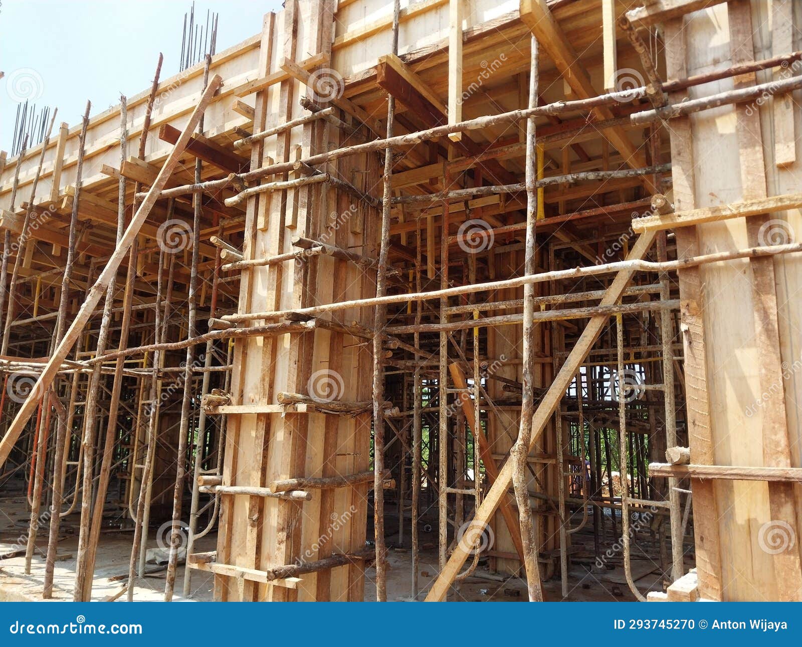 Formwork Cast from Concrete from Boards and Supported with Dolken Stock ...