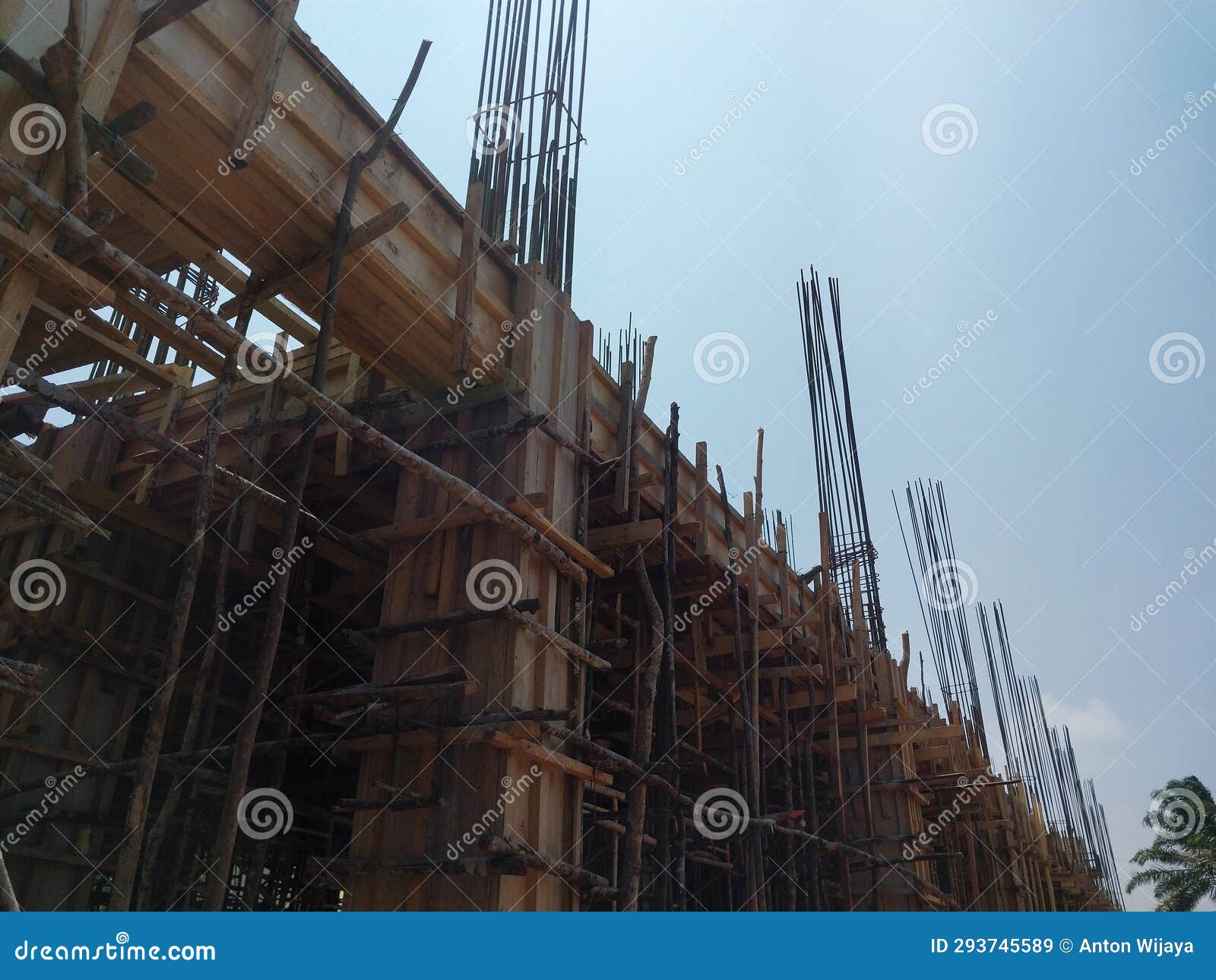 Formwork Cast from Concrete from Boards and Supported with Dolken Stock ...