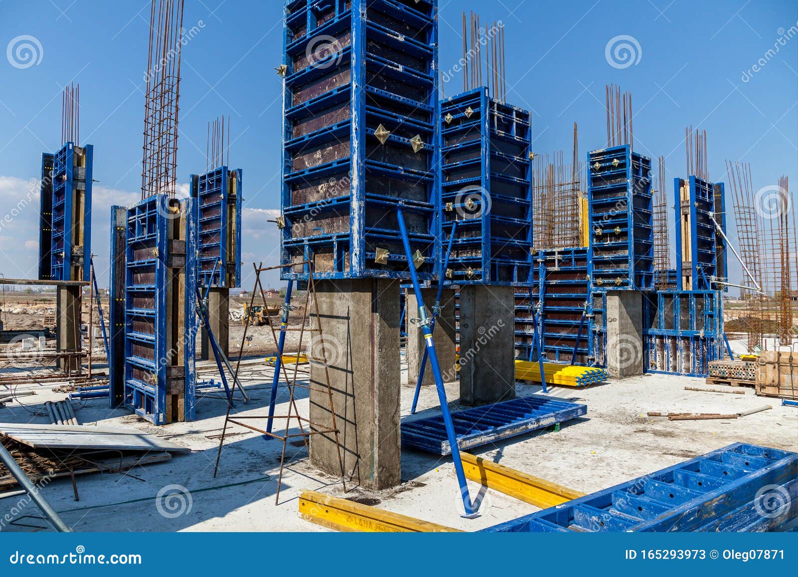 Formwork of Concrete Structure Columns Stock Image - Image of form ...
