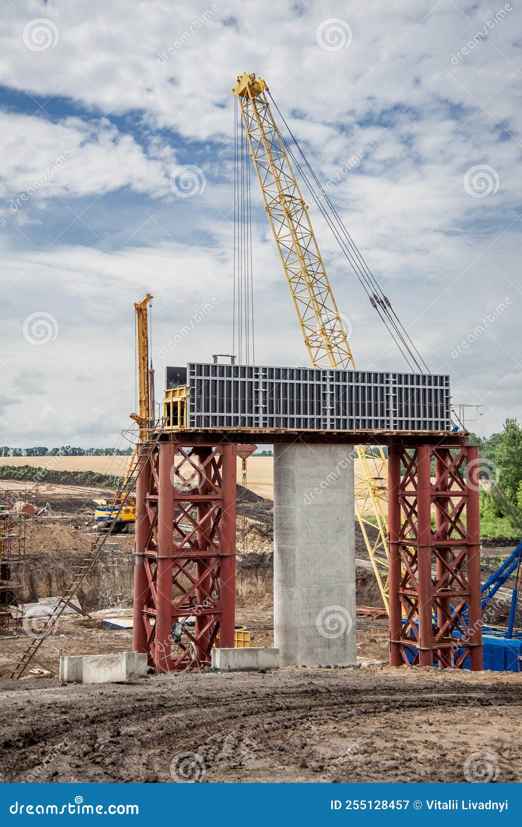 Formwork and Crane on Bridge Stock Image - Image of concrete ...