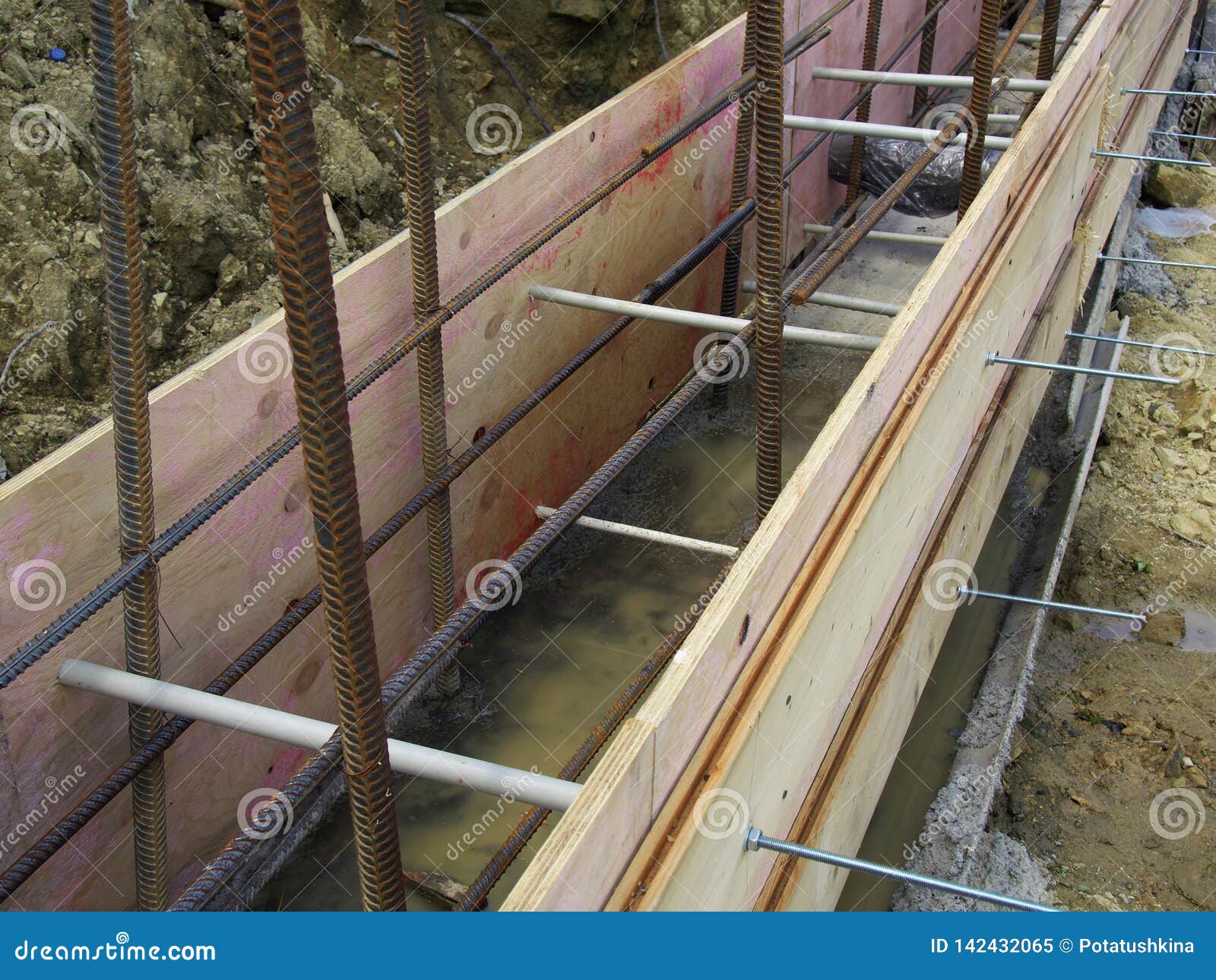 Formwork for the Foundation of the Boards and Rods of Reinforcement ...