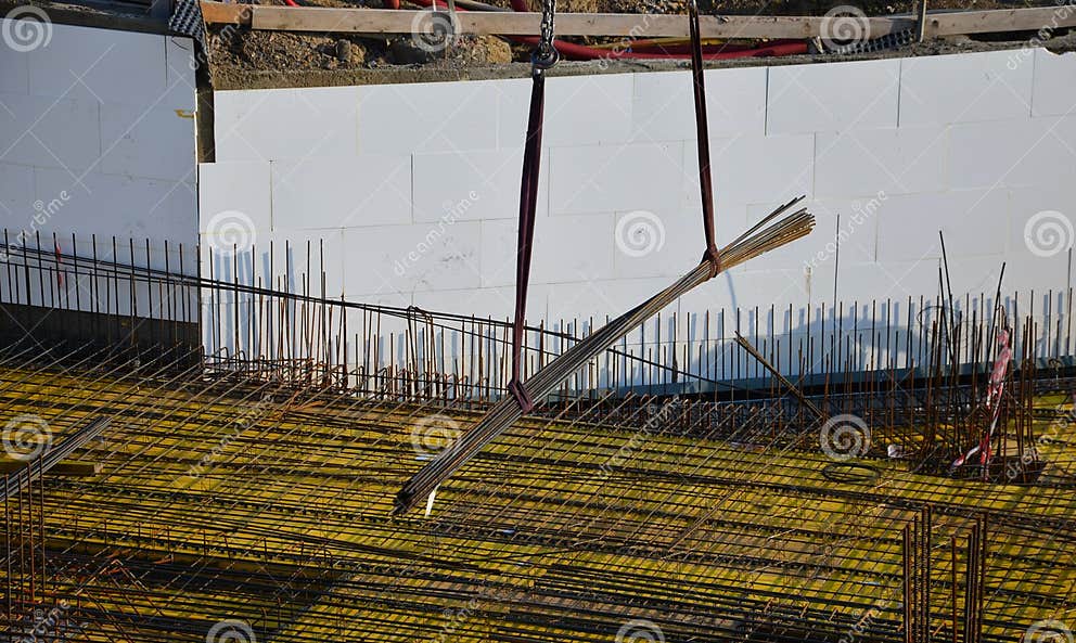Formwork in Front of the Concrete Ceiling. the Wires are Like a Net ...