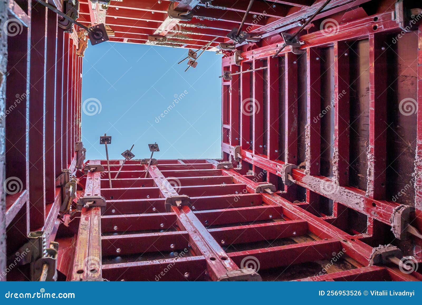 Formwork panels and clamps stock photo. Image of building - 256953526
