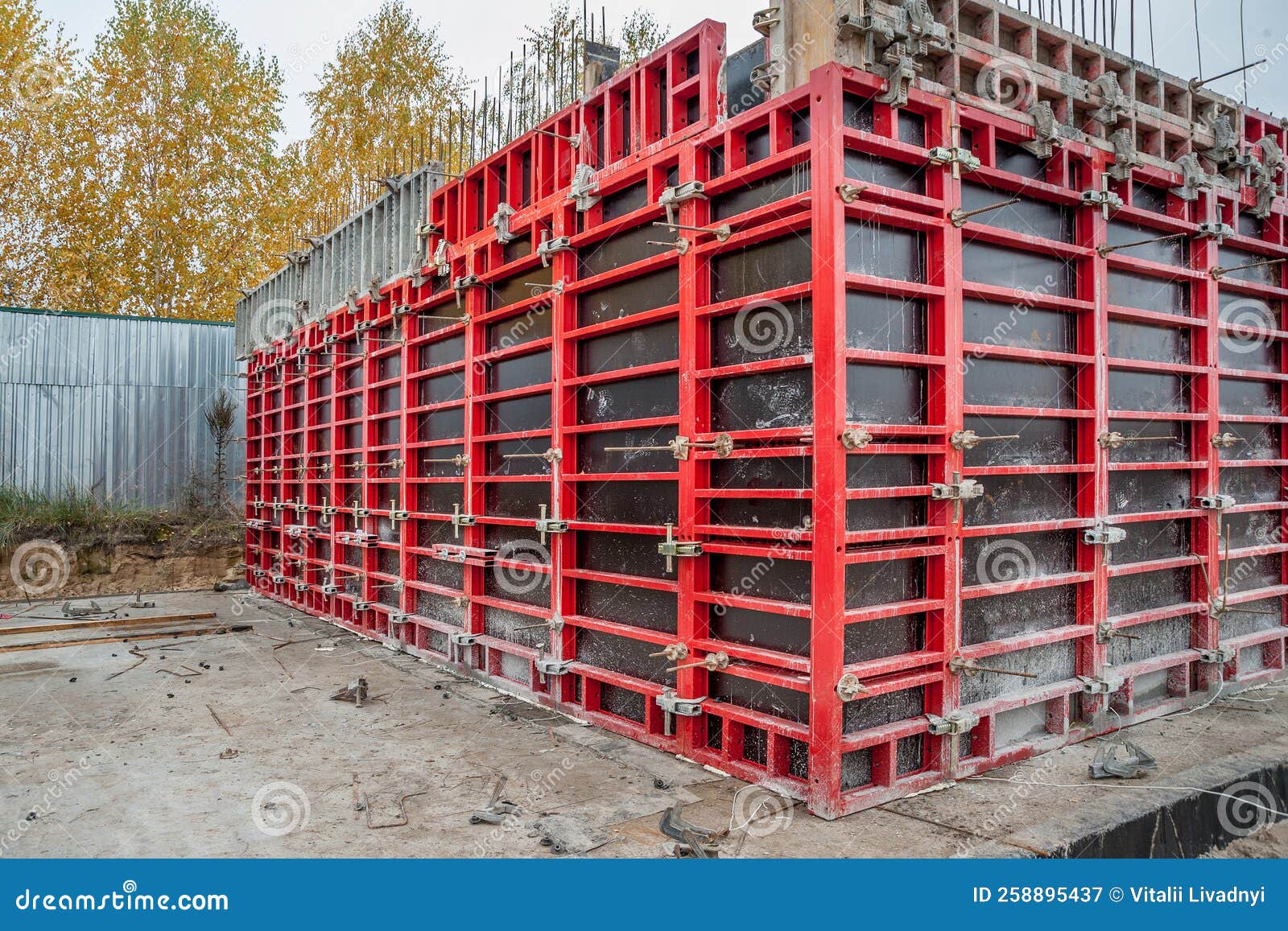 Formwork Panels Connected by Clamps Stock Image - Image of shaft ...