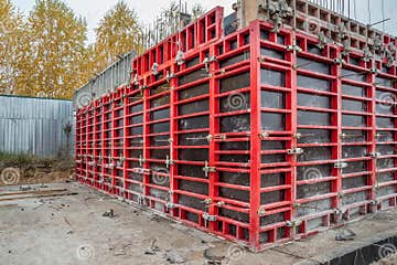 Formwork Panels Connected by Clamps Stock Image - Image of shaft ...