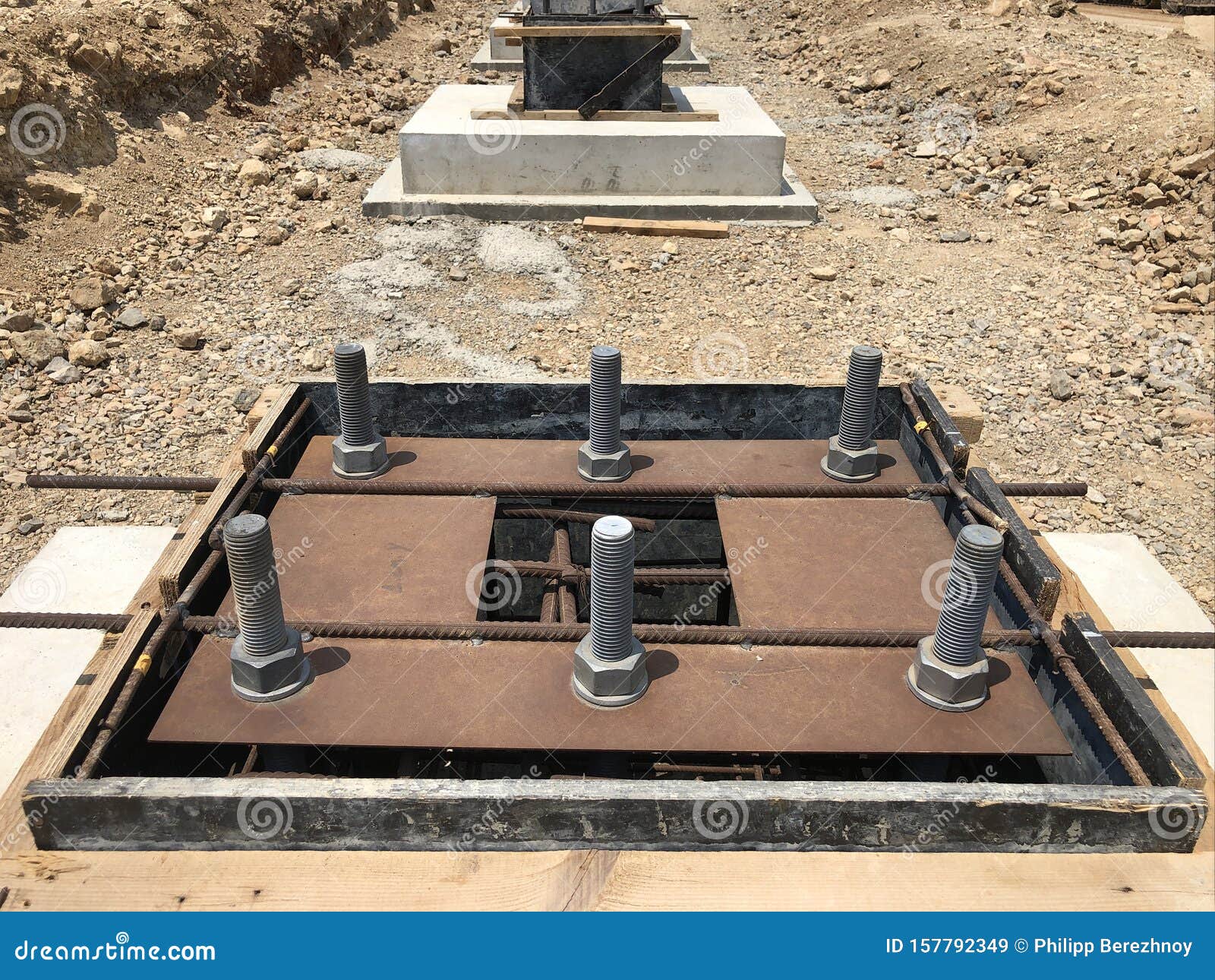 Formwork and Reinforcement of Concrete Foundation with Metal Anchor ... Formwork and Reinforcement of Concrete Foundation with Metal Anchor ...