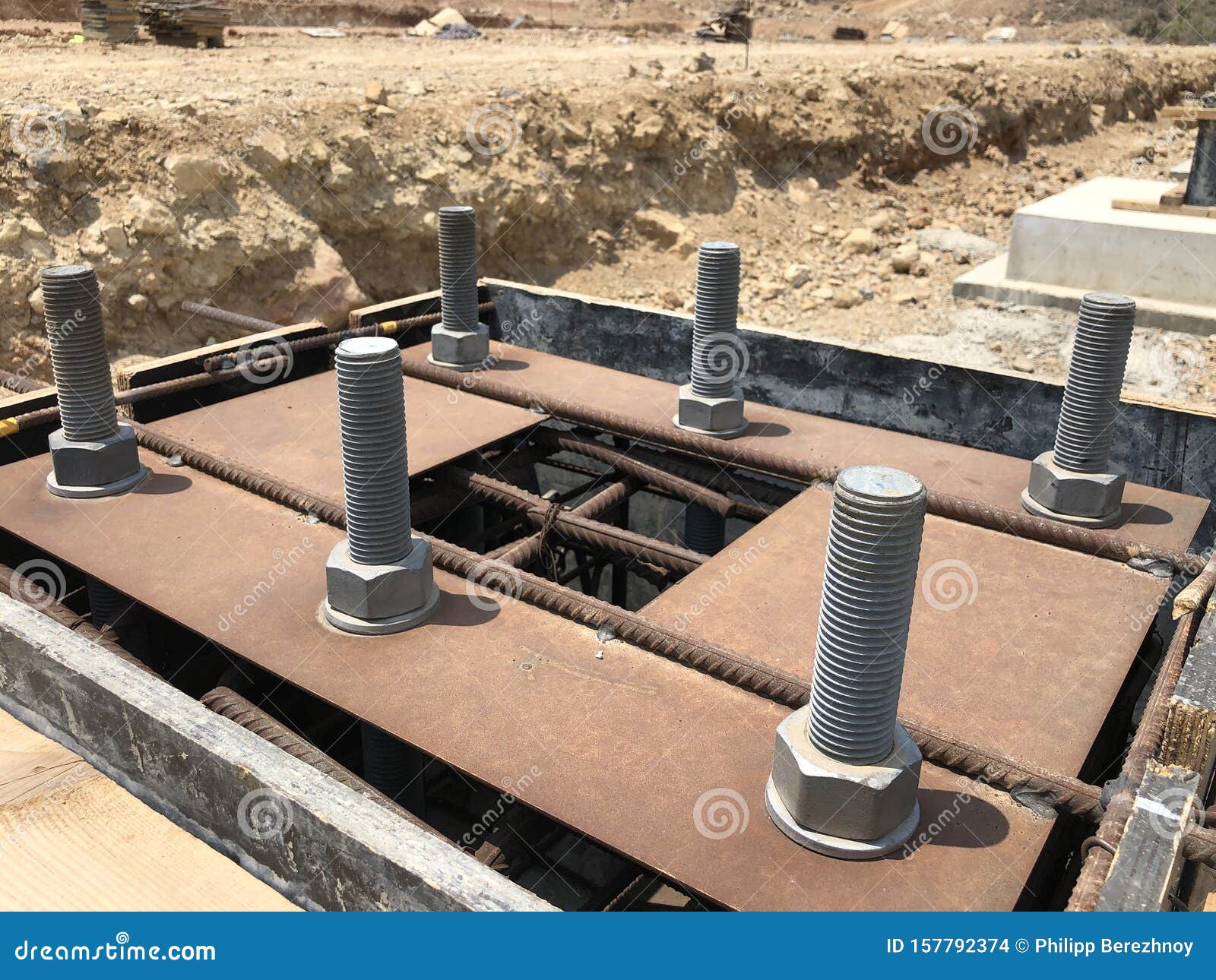 Formwork and Reinforcement of Concrete Foundation with Metal Anchor ... Formwork and Reinforcement of Concrete Foundation with Metal Anchor ...