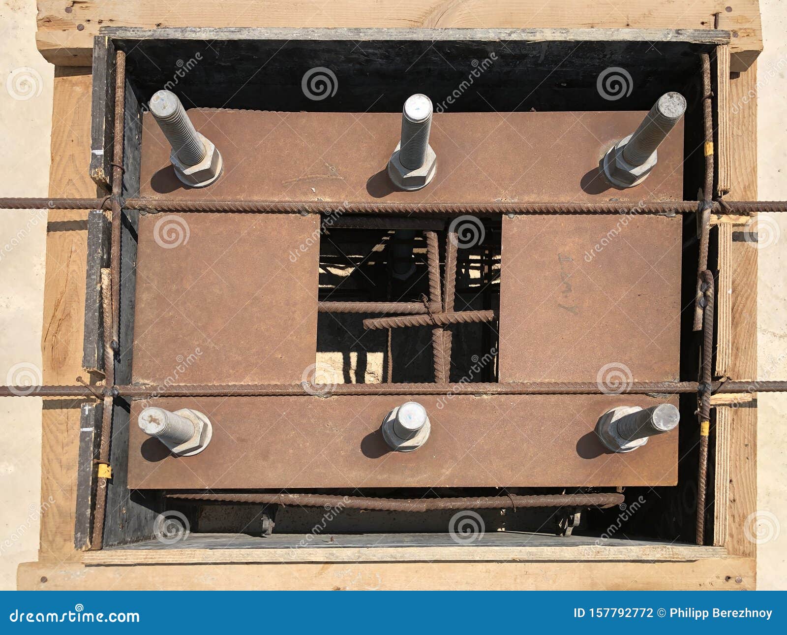 Formwork and Reinforcement of Concrete Foundation with Metal Anchor ... Formwork and Reinforcement of Concrete Foundation with Metal Anchor ...