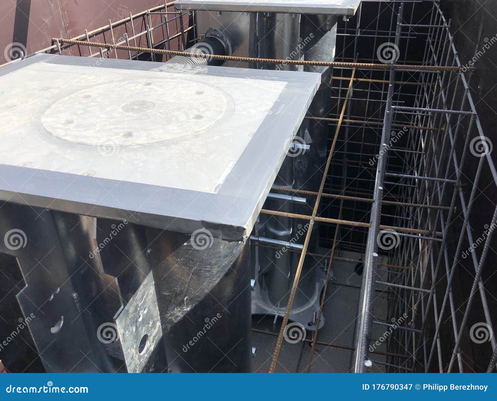 Formwork and Reinforcement of Road Bollard Foundation Stock Image ...