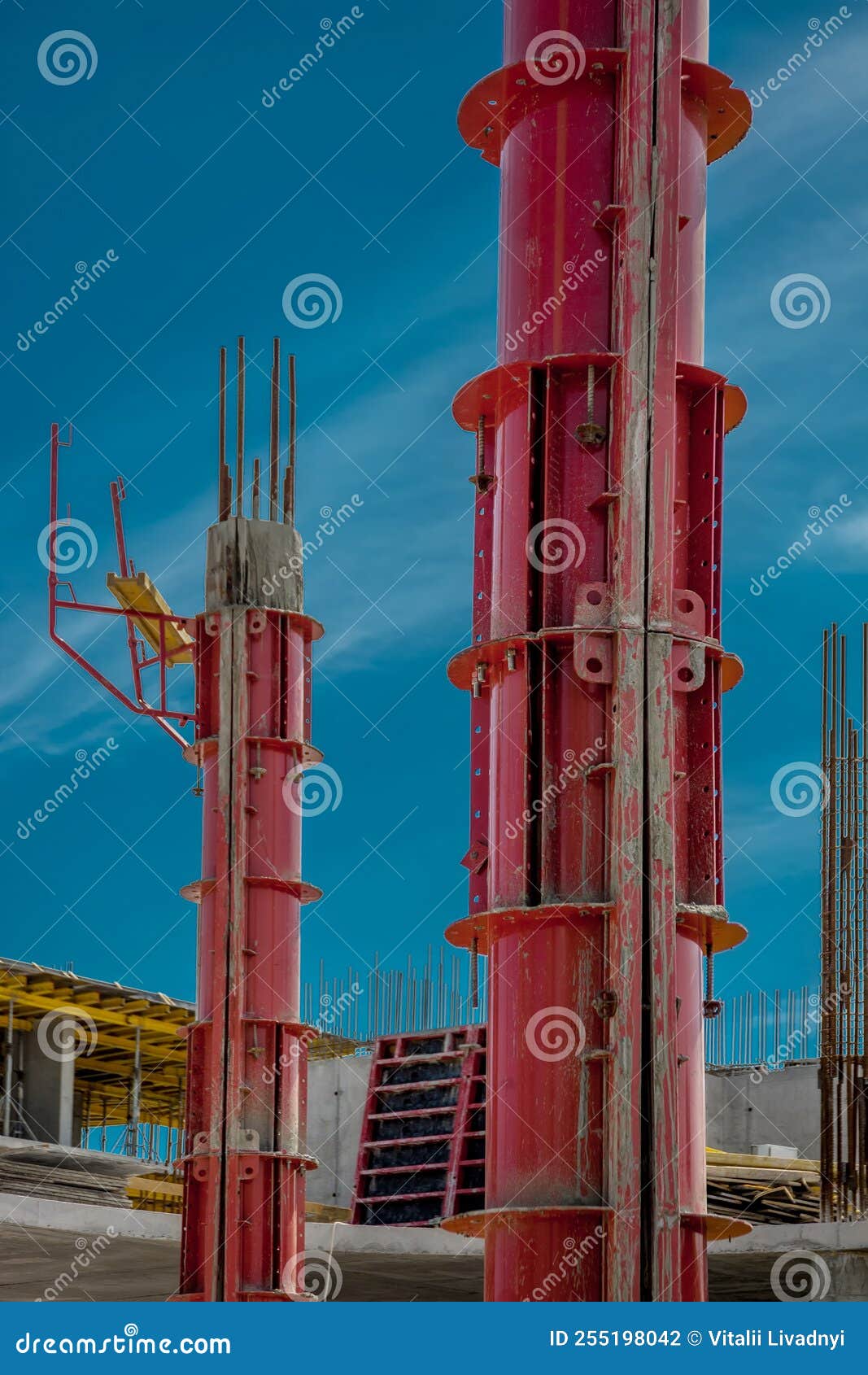 Formwork for round columns stock photo. Image of stacked - 255198042