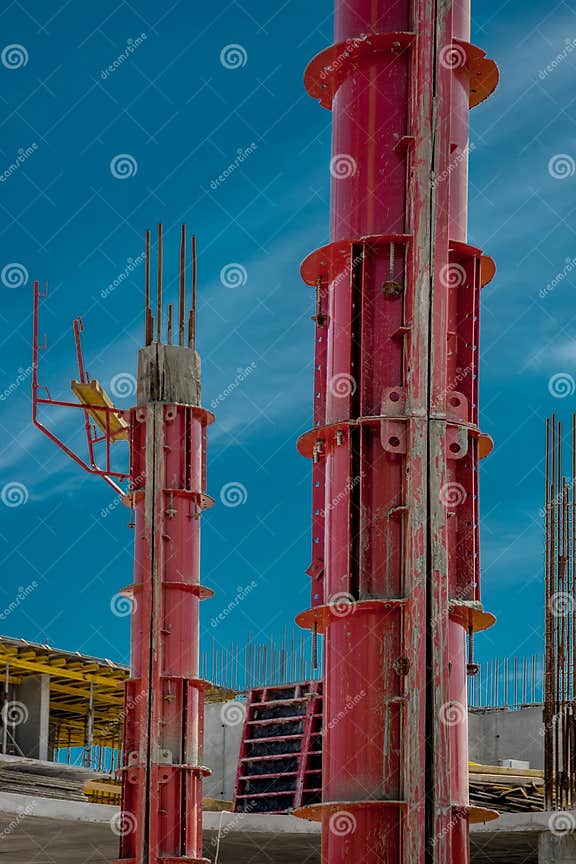 Formwork for round columns stock photo. Image of stacked - 255198042