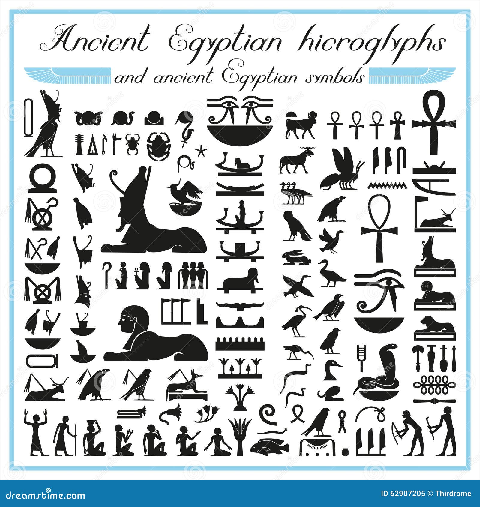 Forntida Egyptiska Hieroglyf Och Symboler Vektor Illustrationer ...