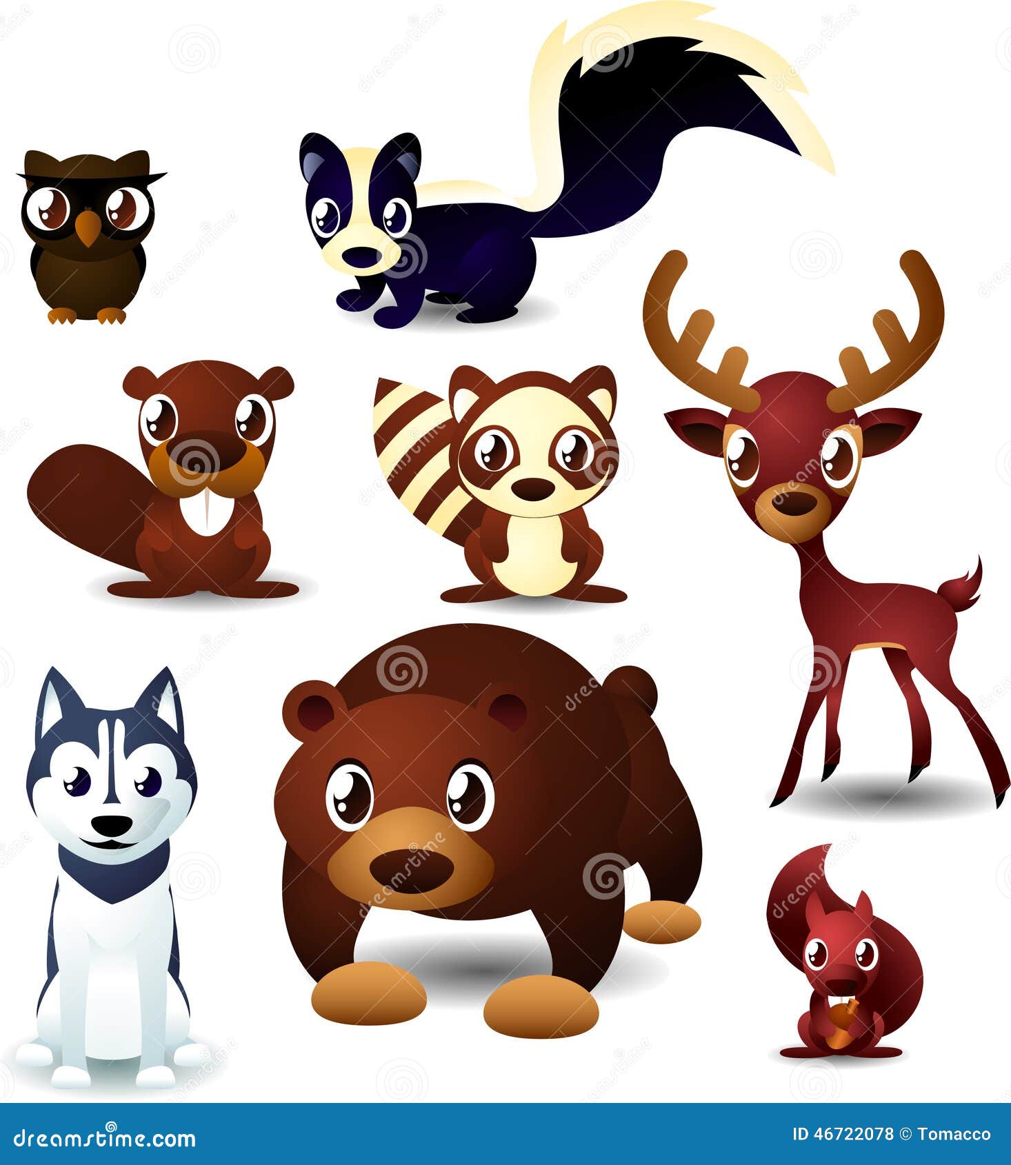 Forrest Animals Illustration Set Stock Illustration - Illustration of ...