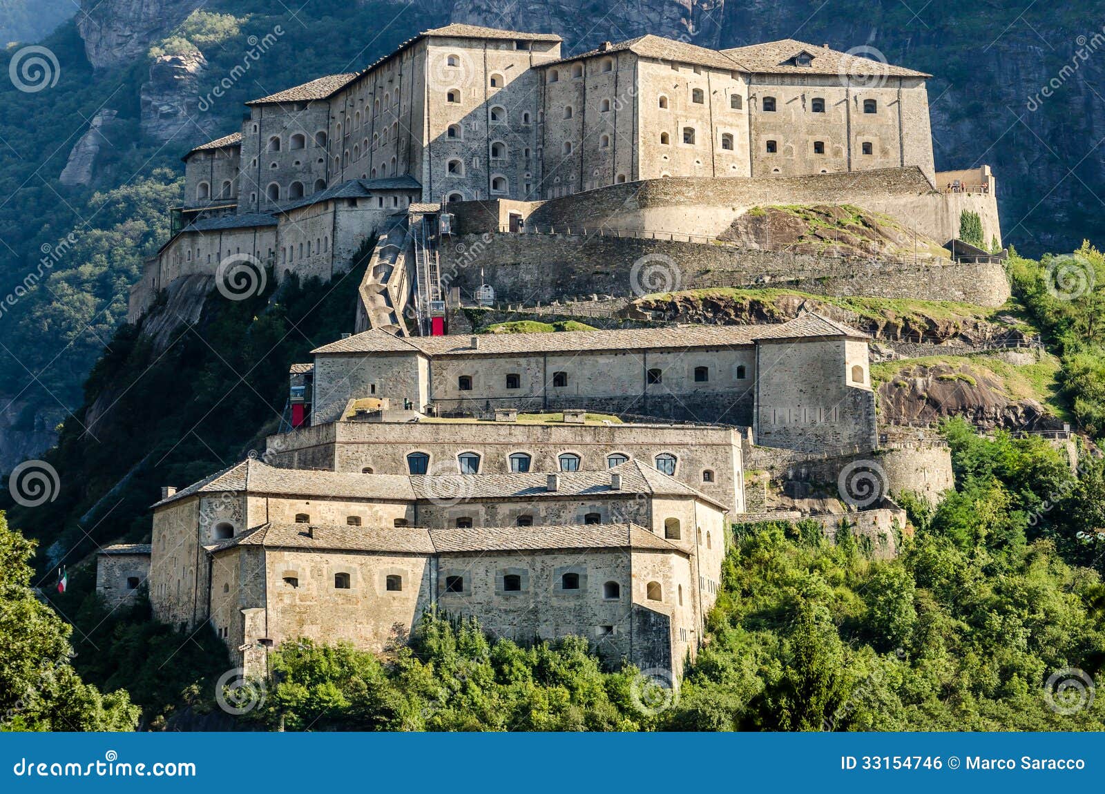 Fort Bard, Aosta Valley stock photo. Image of river, village - 33154746