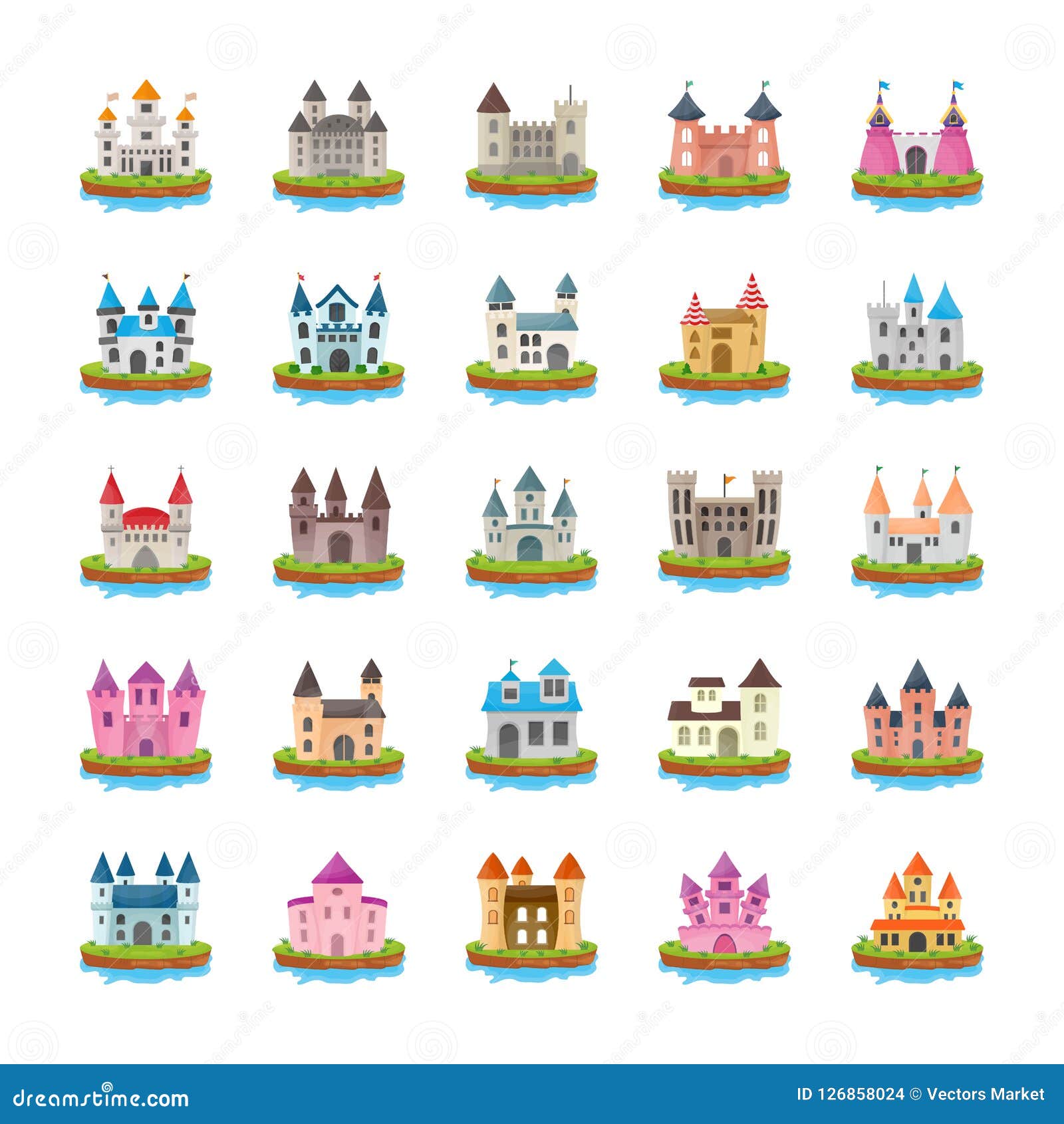 Fort Flat Vector Icons stock illustration. Illustration of ancient ...