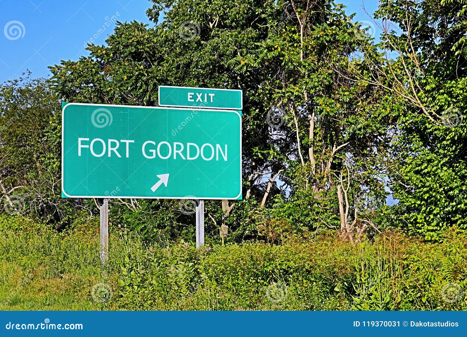 US Highway Exit Sign for Fort Gordon Stock Image - Image of daytime ...
