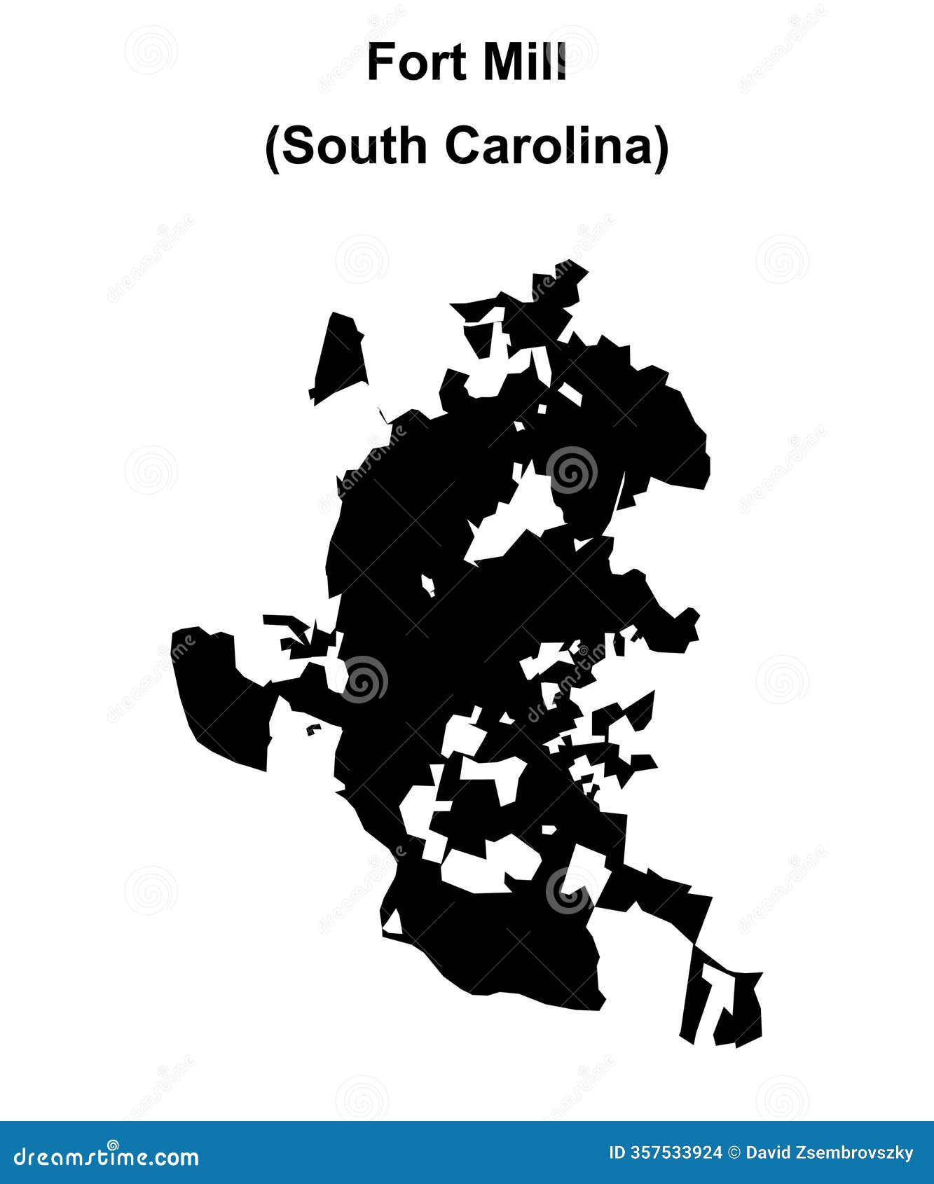 Fort Mill outline map stock illustration. Illustration of silhouette ...