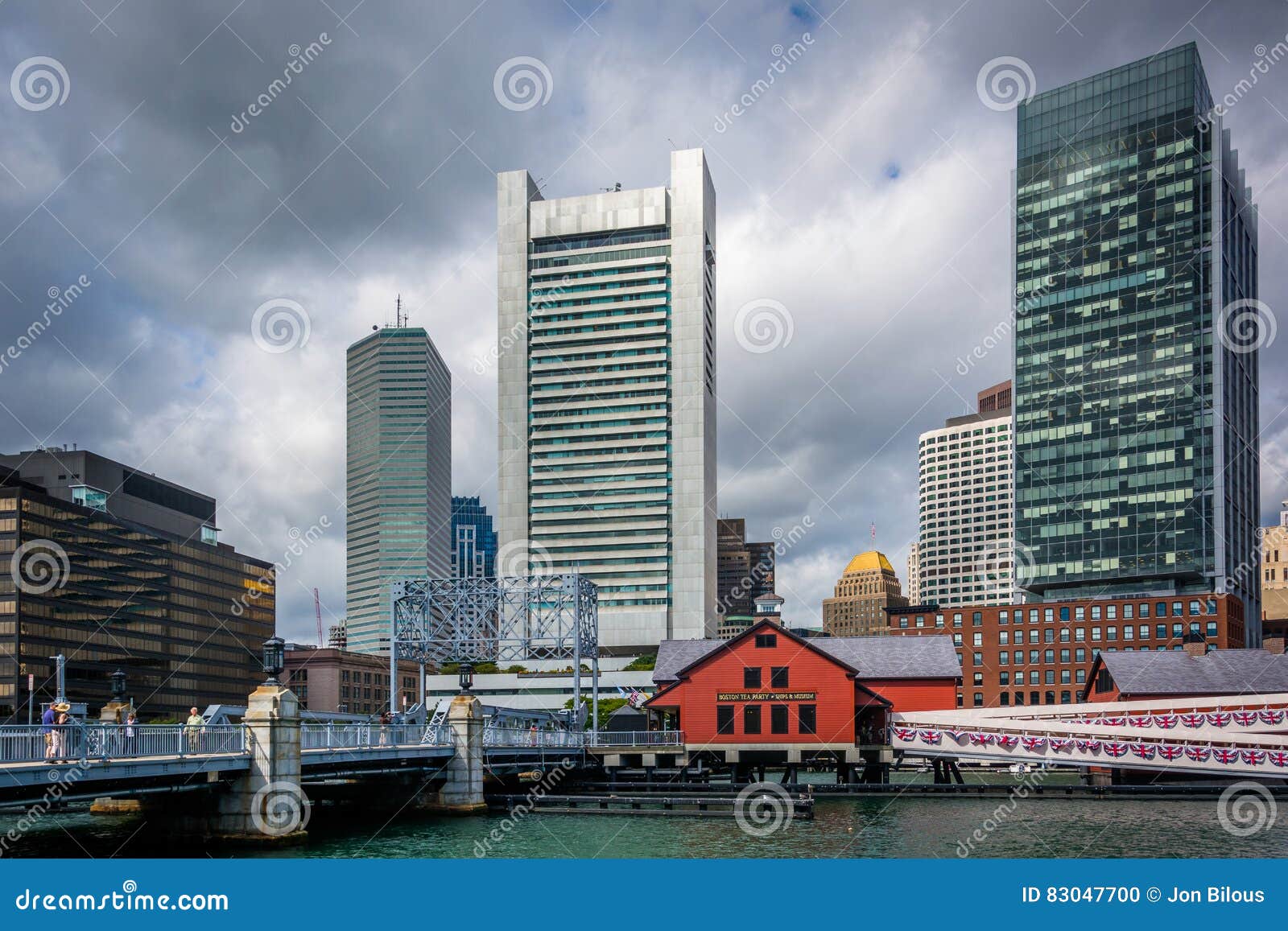 Fort Point Channel and the Boston Skyline, in Boston, Massachusetts ...