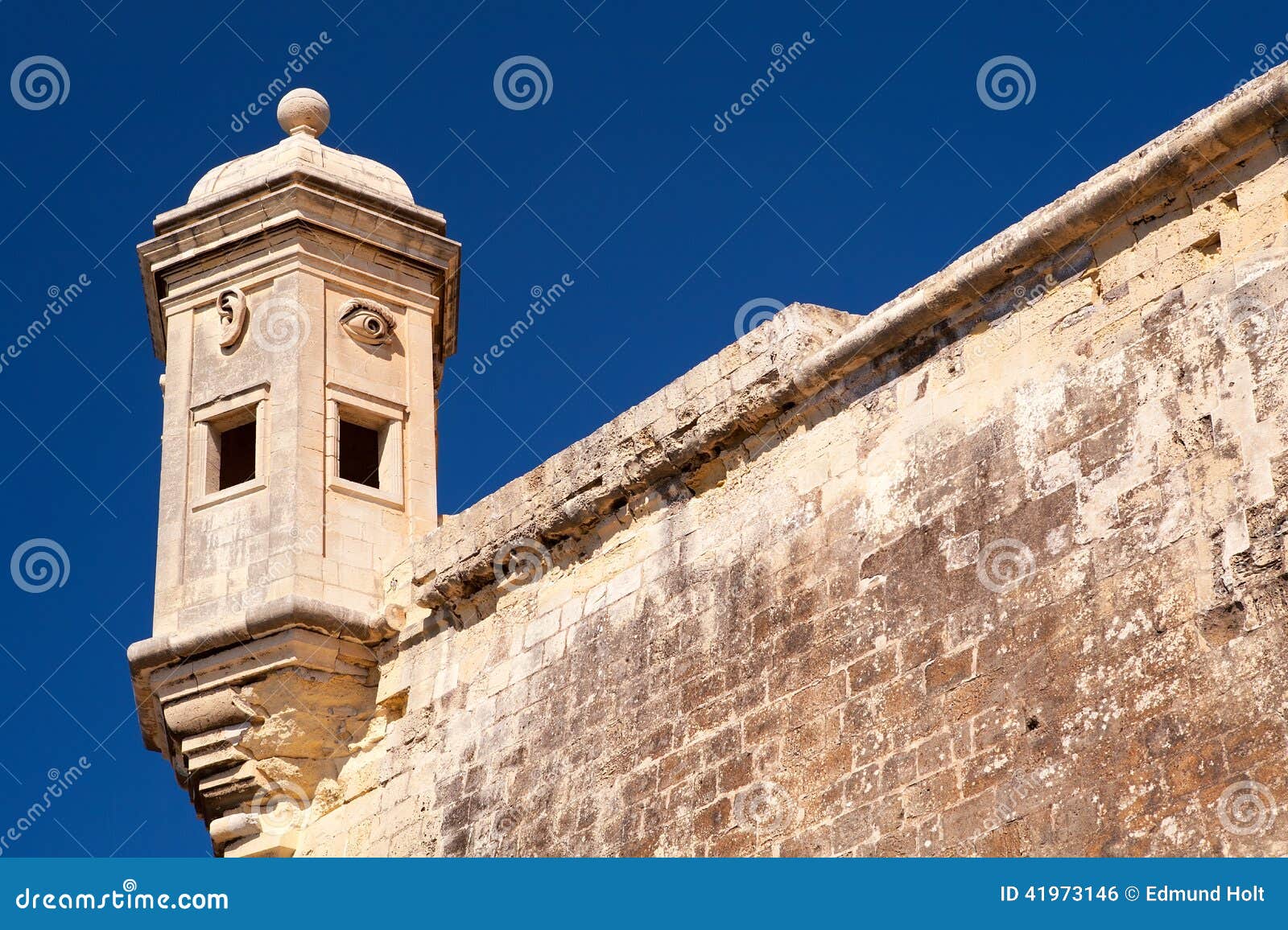 Fort St Michael Sentry Turret, Malta Stock Photo - Image of windows ...