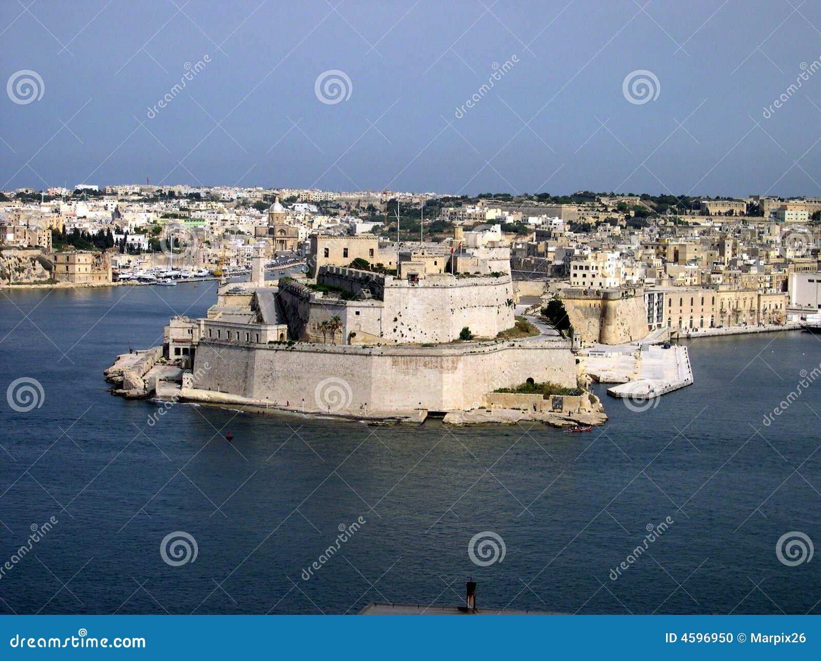 Fort-Str. Angelo, Valletta, Malta Stockfoto - Bild von wand, hafen: 4596950