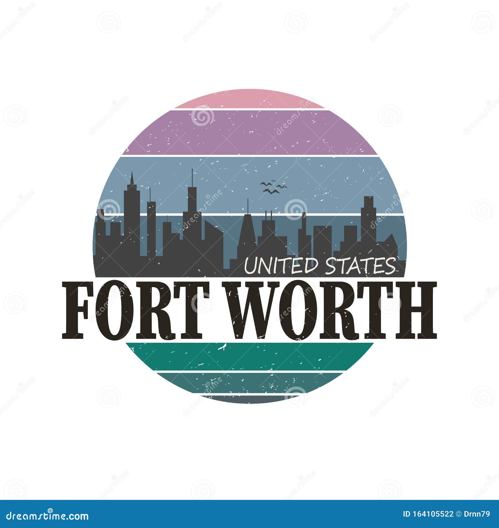 Fort Worth in Colorful Poster Design on a White Background Stock Vector ...