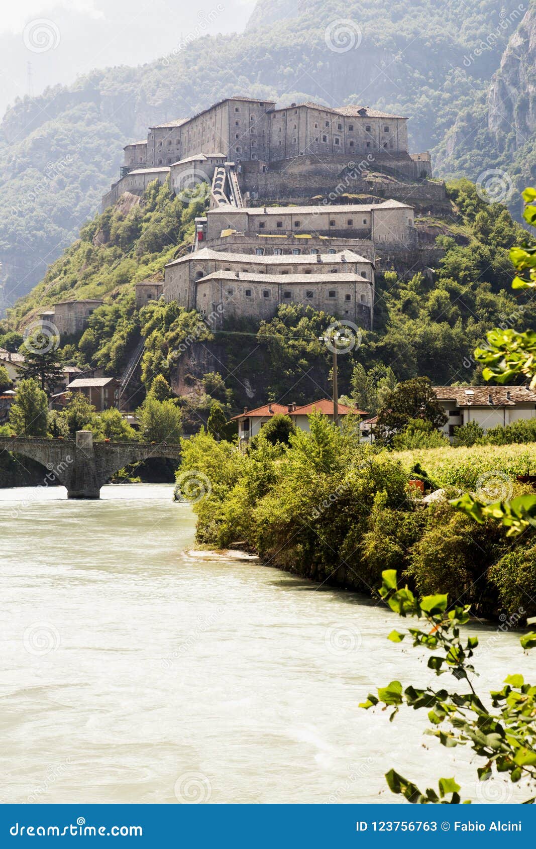 Forte of Bard stock image. Image of tourism, mountain - 123756763