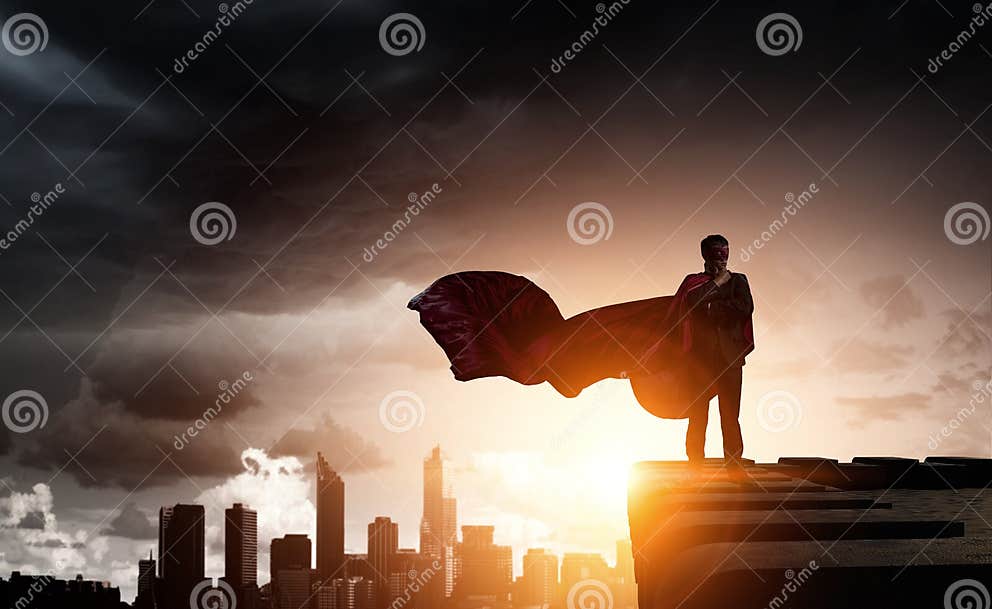 Forte E Poderoso Como O Super-herói Meios Mistos Foto de Stock - Imagem ...