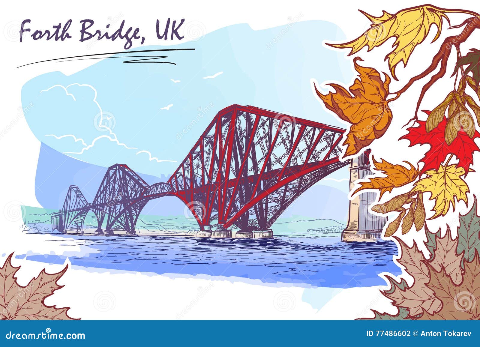The Forth Railway Bridge, Edinburgh, Scotland. Drawing, Sketch ...