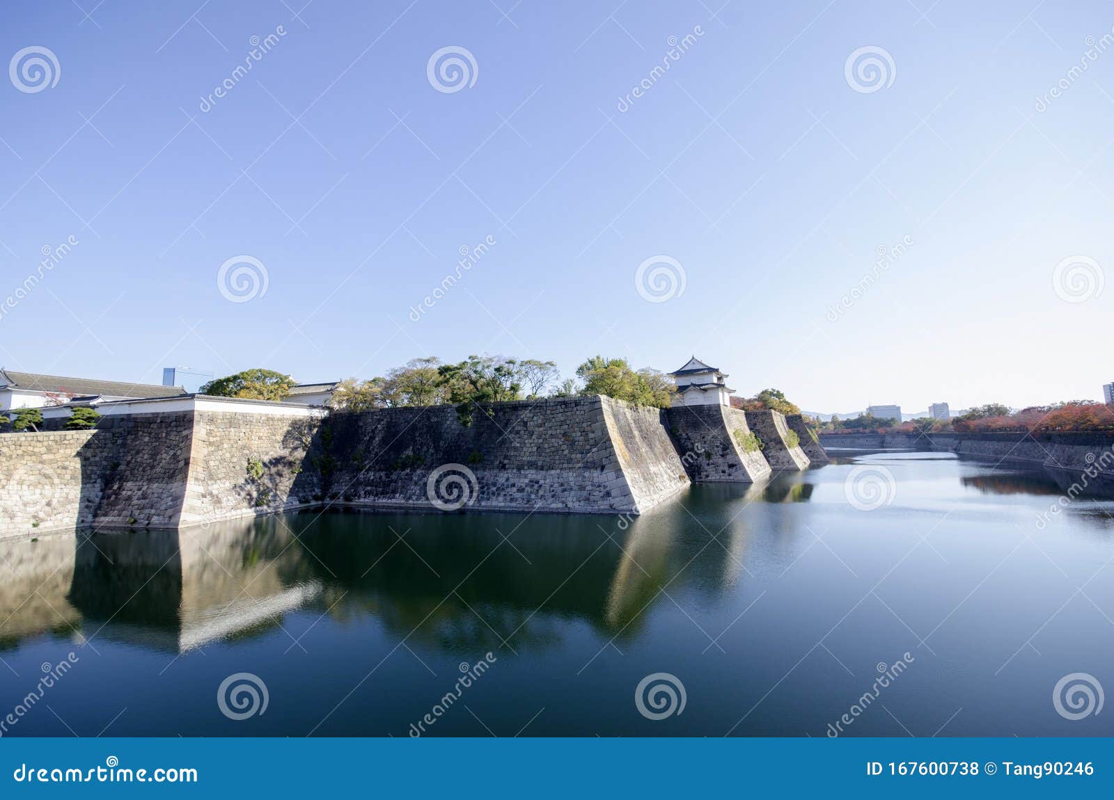 Fortification and Ditch Water Around Osaka Castle for Protection Stock ...