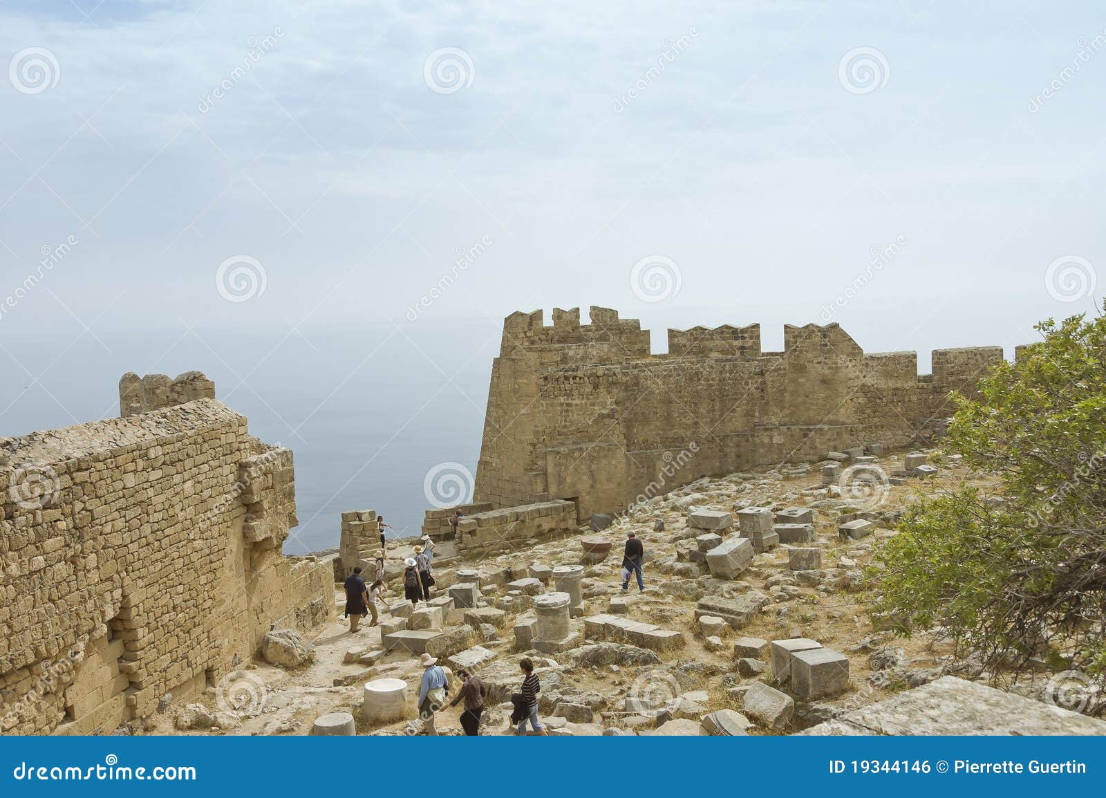 Fortification Walls of Lindos Acropolis Editorial Photo - Image of ...