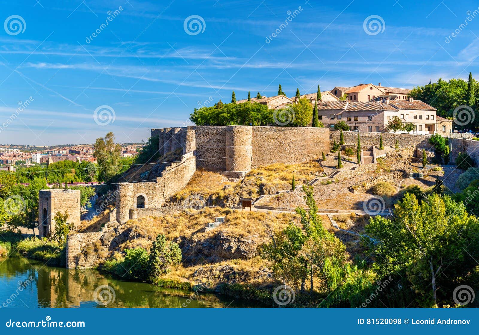 Fortifications Around the Medieval Town Toledo in Spain Stock Photo ...