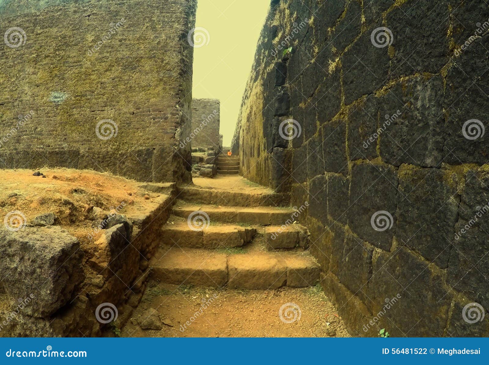 Fortifications of Raigad Fort and Interior Stock Photo - Image of ...