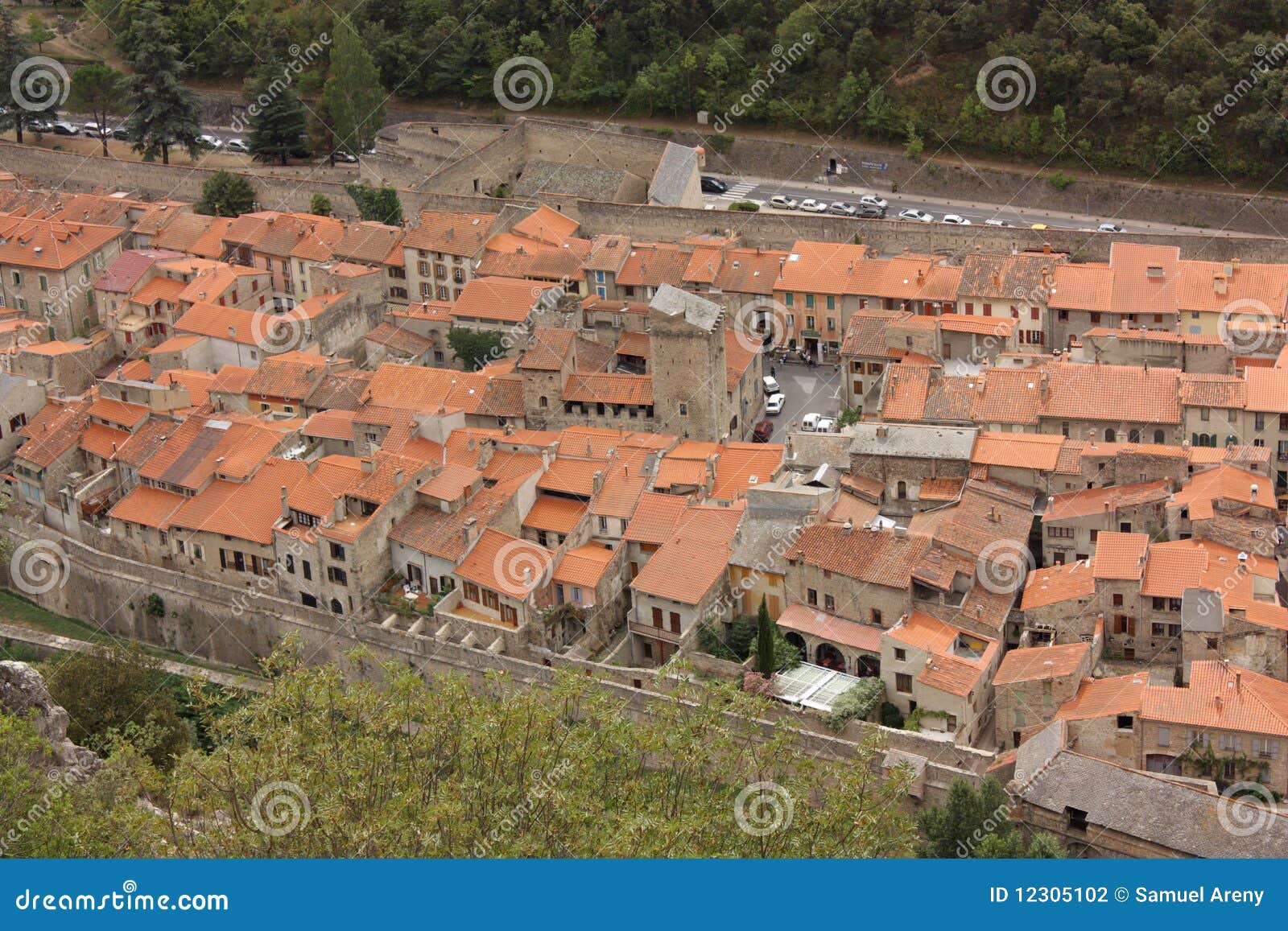 Fortified city in Pyrenees stock photo. Image of languedoc - 12305102
